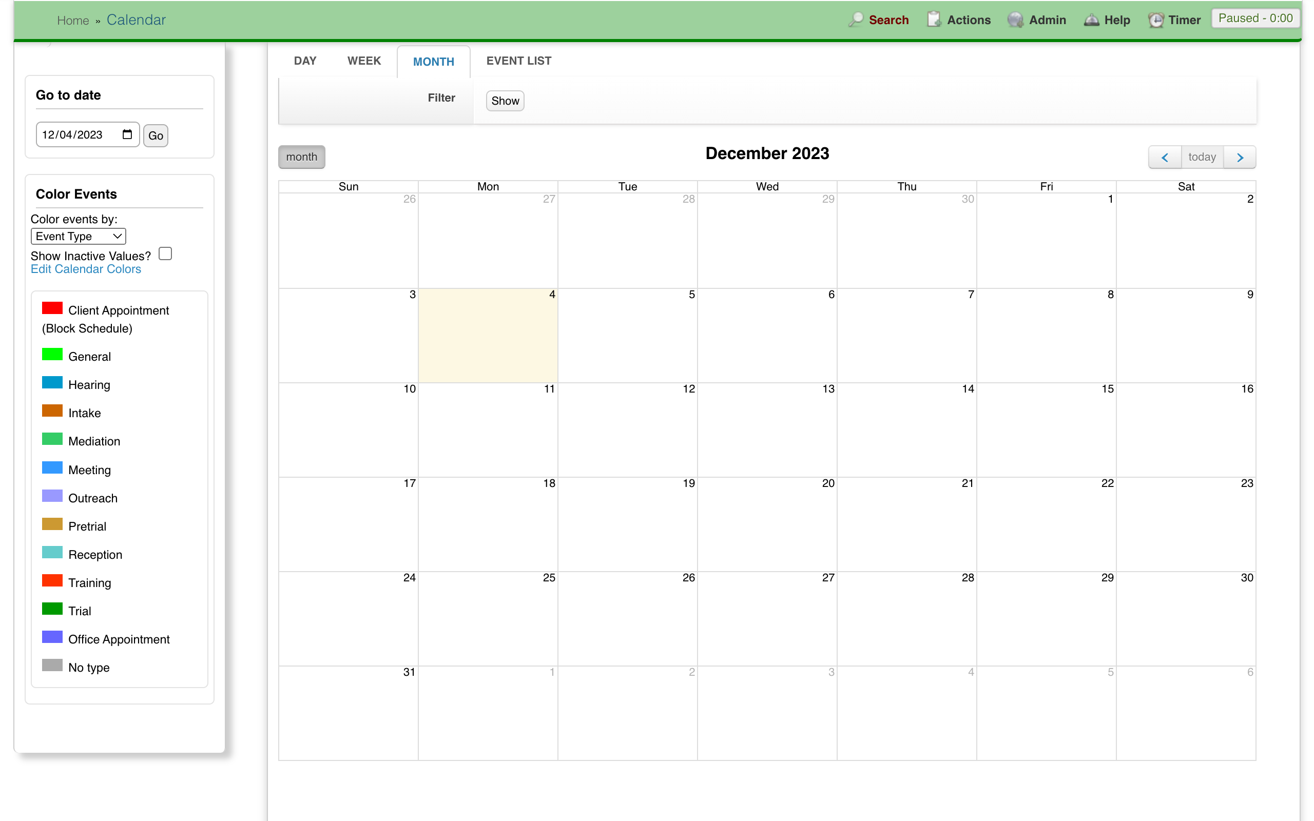 Calendar & Scheduling - LegalServer