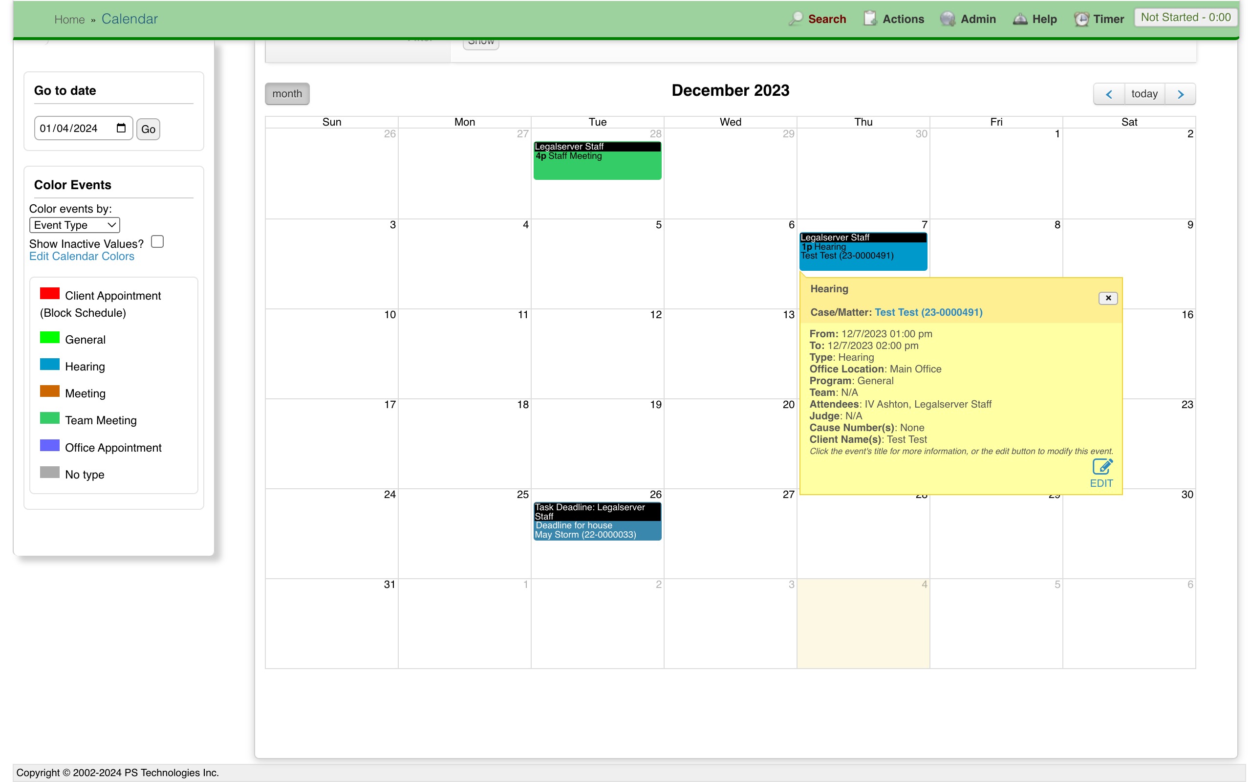 Calendar & Scheduling - LegalServer