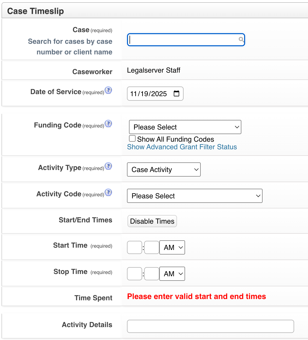 Timekeeping - LegalServer